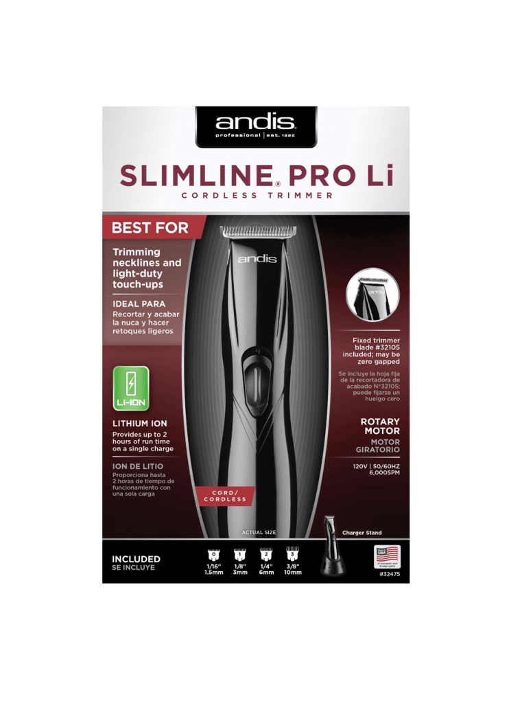 Andis Slimline Pro Li Cordless Trimmer Black #32475 - Barber Depot - Barber Supply