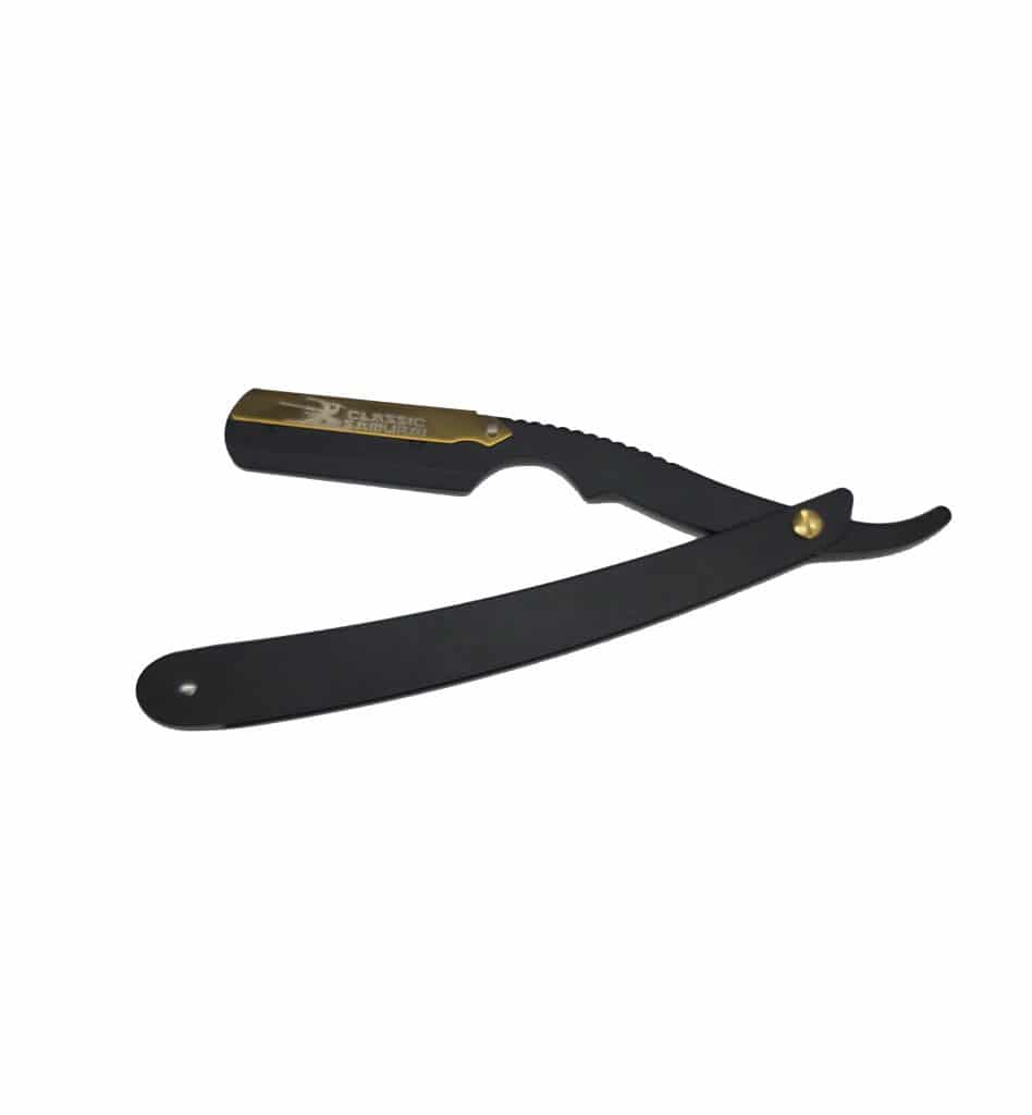 Classic Samurai Metal Razor Holder - Black and Gold - Barber Depot ...