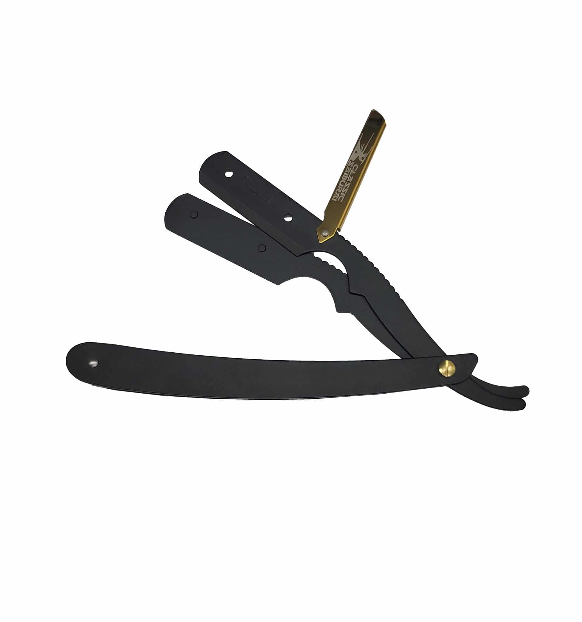 Classic Samurai Metal Razor Holder - Black and Gold - Barber Depot ...