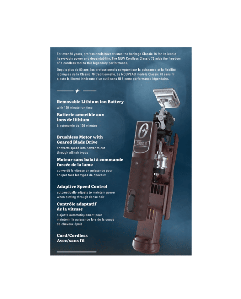 Oster Cordless Classic 76 Clipper #076076-910-000 - Barber Depot ...