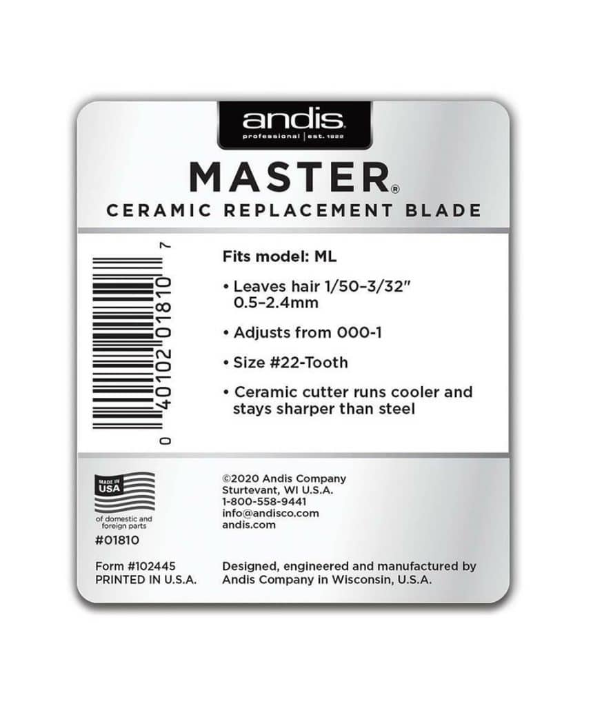 Andis Master Ceramic Replacement Blade #01810 - Barber Depot - Barber ...