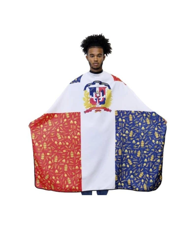 King Midas Dominican Republic Flag Cape - Barber Depot - Barber Supply