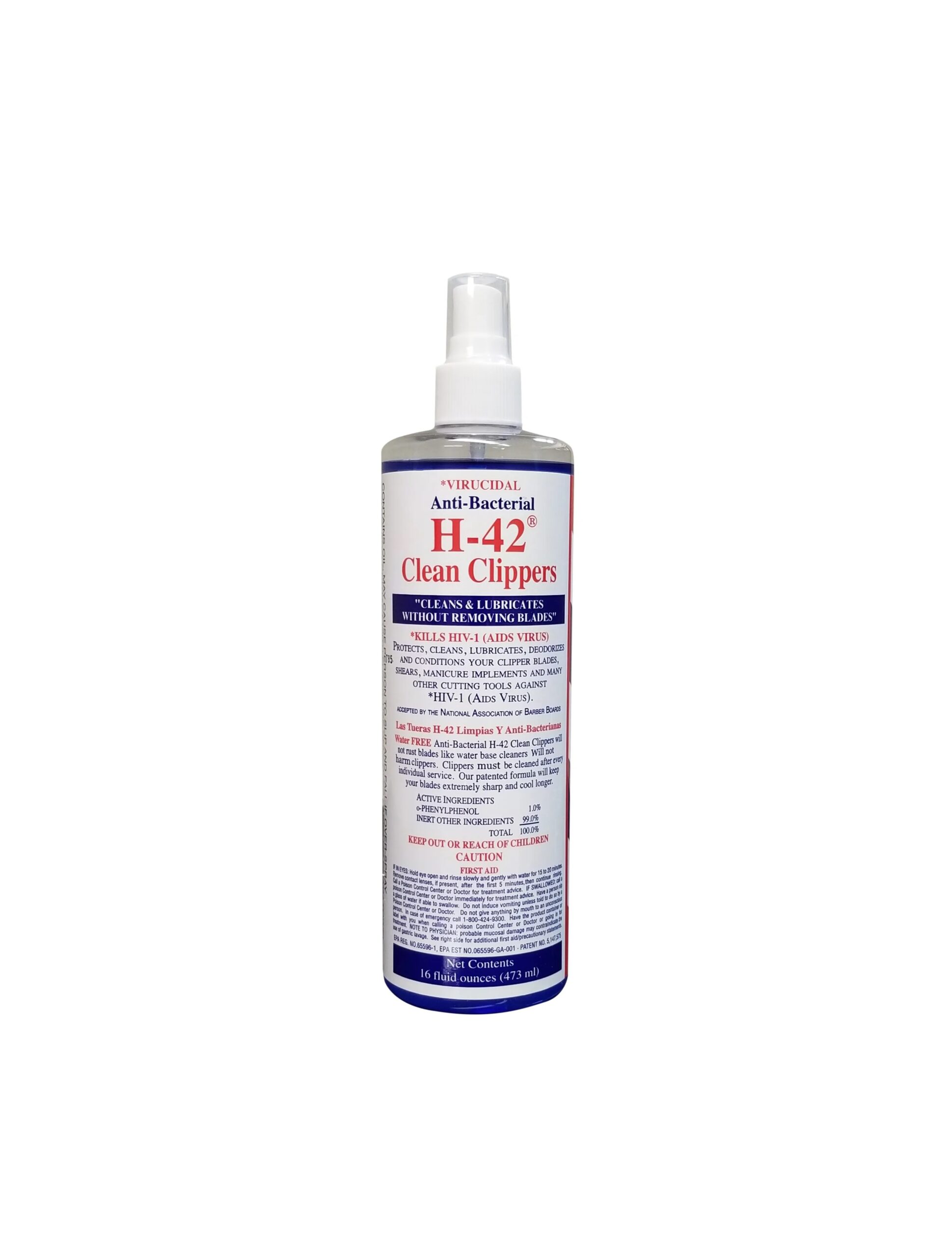 H-42 Virucidal Clean Clipper Spray 16oz - Barber Supplies