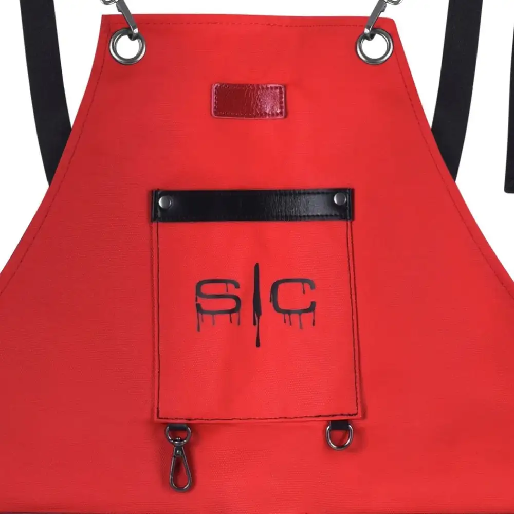 StyleCraft Red and Black Barber Apron #SC315R - Barber Depot - Barber ...