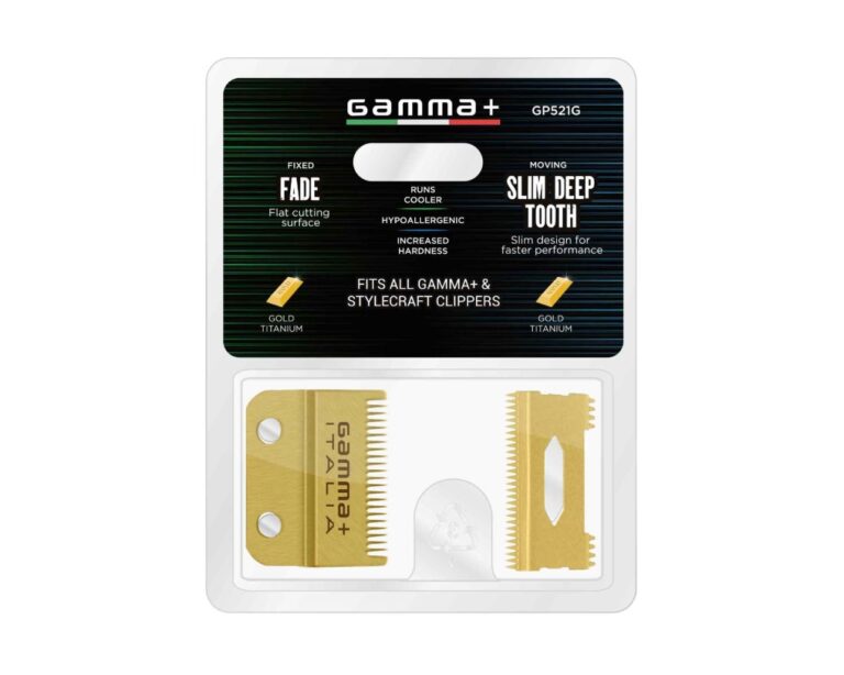 Gamma Fixed Gold Fade Blade with Gold Slim Deep Tooth Cutter #GP521G ...