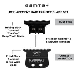 Gamma X-Pro Wide DLC Fixed Blade with "The One" DLC Moving Trimmer ...